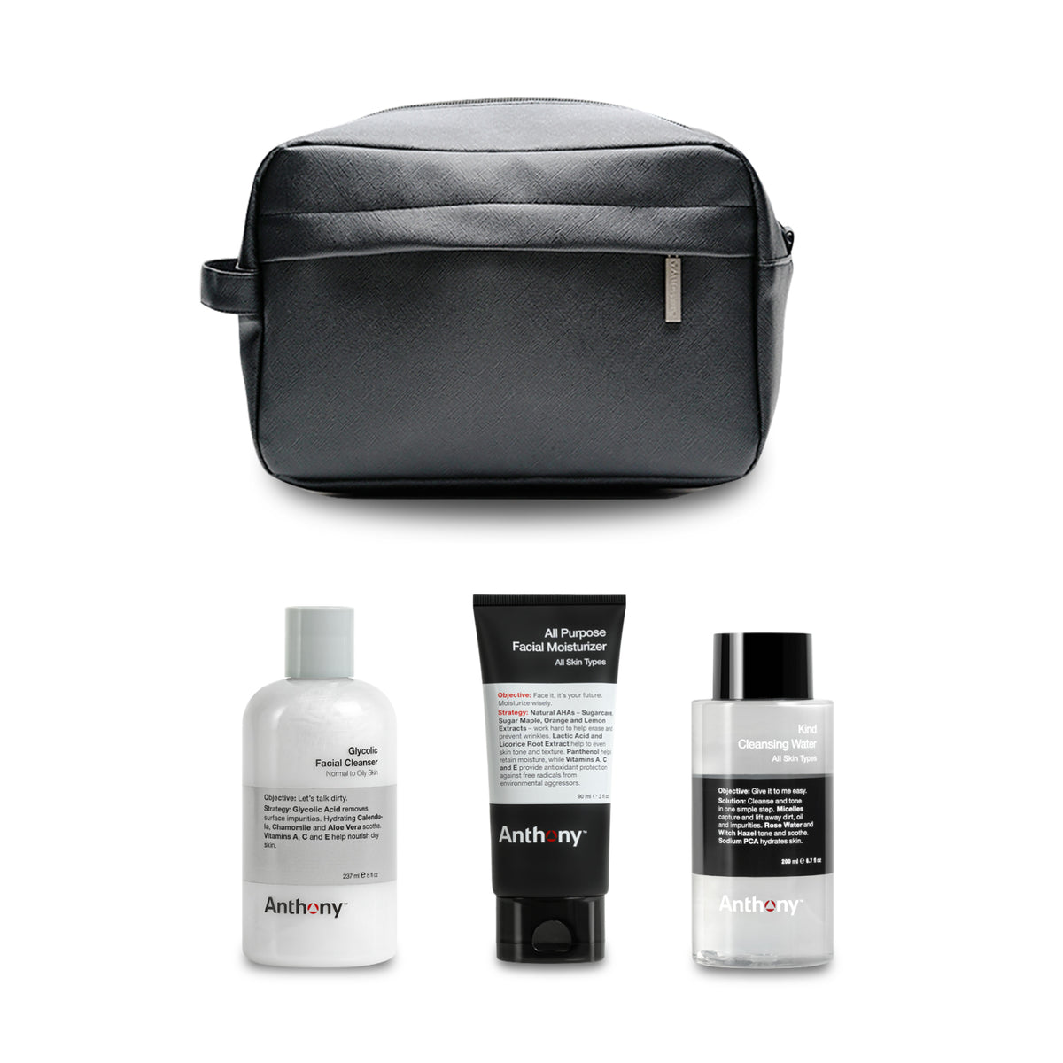 Back to basics set with travel bag - Anthony Skincare For Men
